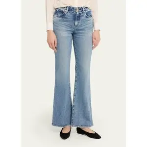 Moussy Vintage Washed Denim Mid-rise Flared Jeans