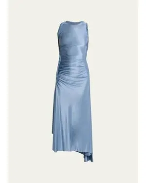 Victoria Beckham Sleeveless Twisted-trim Satin Midi Dress - Stone