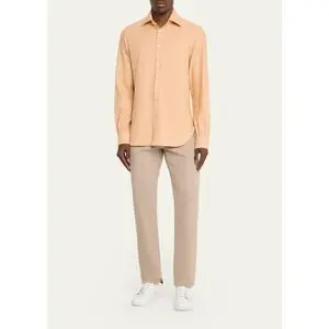 Kiton Cotton Micro-check Classic Fit Sport Shirt - Orange