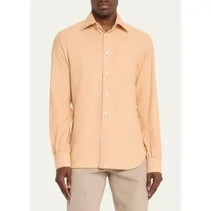 Kiton Cotton Micro-check Classic Fit Sport Shirt - Orange