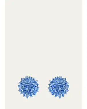 Oscar De La Renta Beaded Cluster Stud Earrings Sapphire