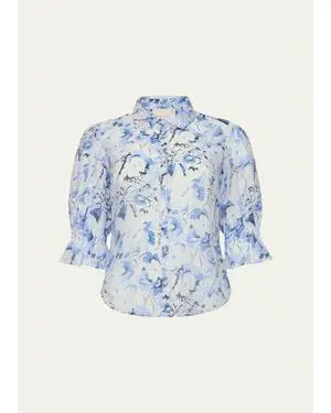 Cinq À Sept Heirloom Petals Top - Navy Multi