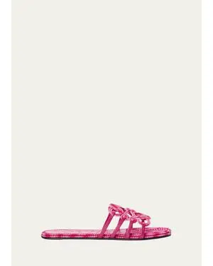 Loewe X Paula's Ibiza Petal Anagram Crochet Flat Slide Sandals - Orchid
