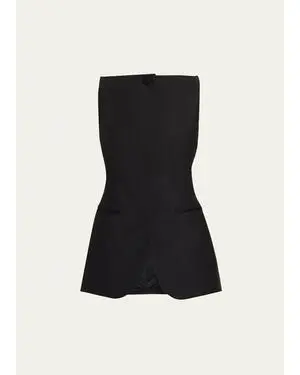 Brioni High-neck Satin Wool Single-breasted Vest - Black