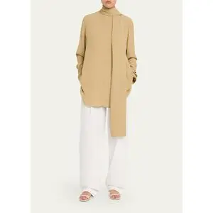 TOTEME Draped Scarf Long Sleeve Blouse