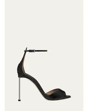 TOM FORD 105mm Croc-embossed Leather Ankle-strap Sandals - Black