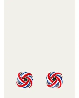 JAN LESLIE Sterling Silver Enamel Knot Cufflinks - Open
