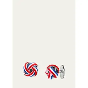 JAN LESLIE Sterling Silver Enamel Knot Cufflinks