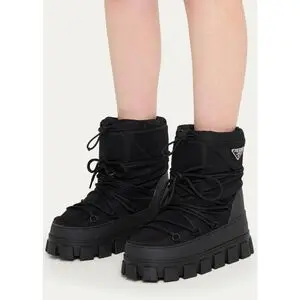 Prada Triangle Logo Lug-sole Nylon Snow Boots