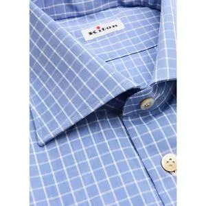 Kiton Cotton Grid Check Dress Shirt