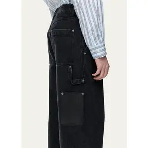 Loewe Leather-patch Straight-leg Jeans - Black