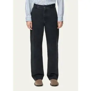 Loewe Leather-patch Straight-leg Jeans - Black