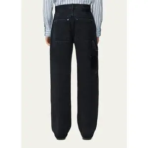 Loewe Leather-patch Straight-leg Jeans - Black