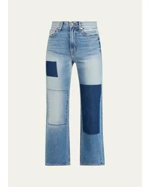 Veronica Beard Dylan Patchwork High-rise Ankle Jeans