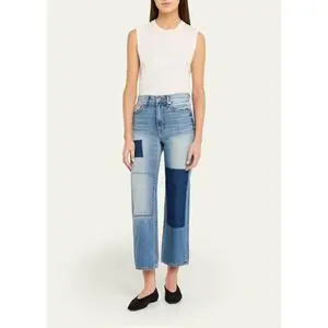 Veronica Beard Dylan Patchwork High-rise Ankle Jeans