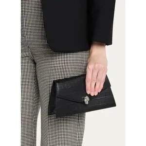 Alexander McQueen Skull Mini Croc-embossed Leather Top-handle Bag - Black/silver