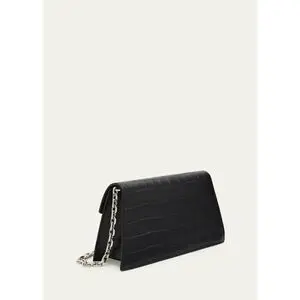 Alexander McQueen Skull Mini Croc-embossed Leather Top-handle Bag - Black/silver