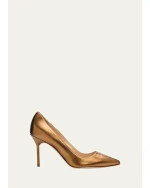 Manolo Blahnik 90mm Bb Metallic Leather Pumps - Bronze