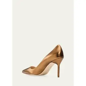 Manolo Blahnik 90mm Bb Metallic Leather Pumps - Bronze