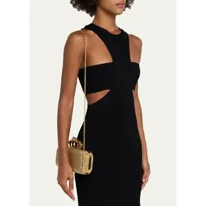 Alexander McQueen Crystal Leather Long Knuckle Clutch Bag