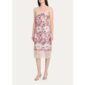 Costarellos Biona Sleeveless Sequined Metallic Lace Midi Dress