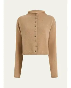 Khaite Annora Funnel-neck Wool-cashmere Cardigan - Camel
