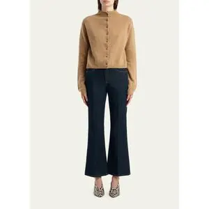 Khaite Annora Funnel-neck Wool-cashmere Cardigan