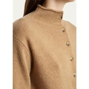 Khaite Annora Funnel-neck Wool-cashmere Cardigan