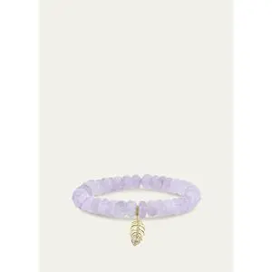 SYDNEY EVAN 14k Diamond Peacock Feather Stretch Bracelet