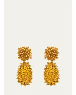 Oscar De La Renta Beaded Cluster Drop Earrings - Gold