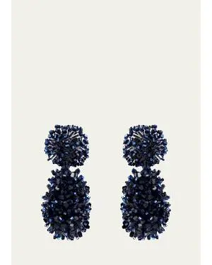 Oscar De La Renta Beaded Cluster Drop Earrings - Navy