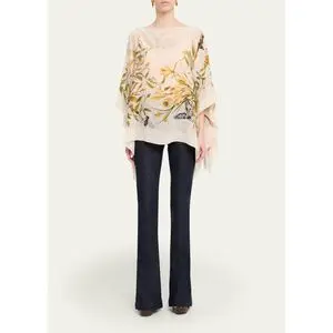 Etro Floral-print Silk Poncho Top - Multicolor