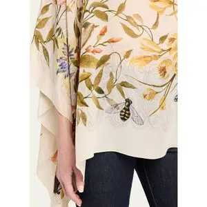 Etro Floral-print Silk Poncho Top - Multicolor