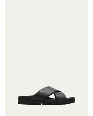 Prada Soft Cage Criss-cross Rubber Slide Sandals
