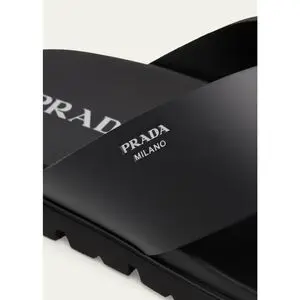 Prada Soft Cage Criss-cross Rubber Slide Sandals