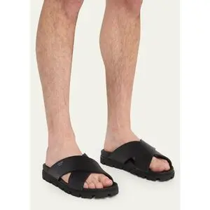 Prada Soft Cage Criss-cross Rubber Slide Sandals