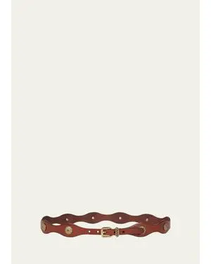 Etro Leather Belt With Jewel Studs - Burnt