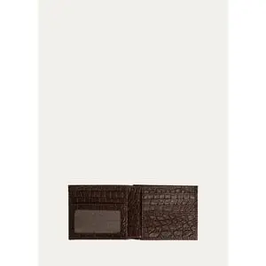 ABAS Matte Alligator Leather Bifold Wallet W/ Id Window - Black