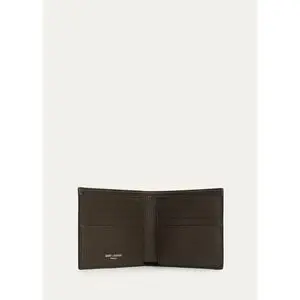 Saint Laurent East-west Bifold Wallet In Grained Leather