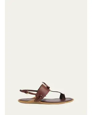 Miu Miu Infradito Knotted Leather Toe-ring Sandals