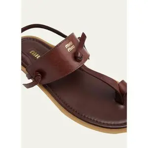Miu Miu Infradito Knotted Leather Toe-ring Sandals