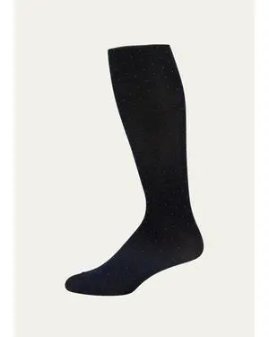 Pantherella Gadsbury Pindot Crew Socks - Navy