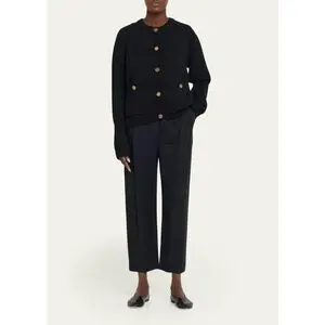 TOTEME Hammered Button Knit Cardigan - Black