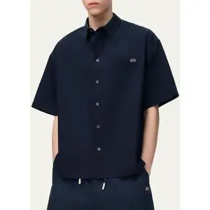 Loewe Short-sleeve Heavy Cotton Button-front Shirt