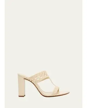 ALEXANDRE BIRMAN 90mm Braided Leather Block-heel Sandals - Eggshell