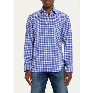 Kiton Cotton And Cashmere Plaid Button-down Shirt