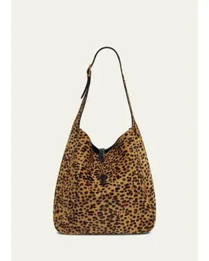 Saint Laurent Le 5 A 7 Large Animal-print Calf Hair Shoulder Bag - Leopard