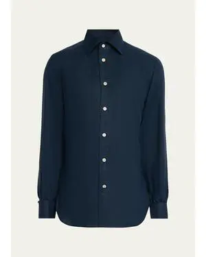 Kiton Linen Button-down Shirt - Navy
