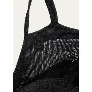 Saint Laurent Icare Medium Crochet Raffia Tote Bag - Nero