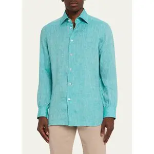 Kiton Solid Linen Button-down Shirt